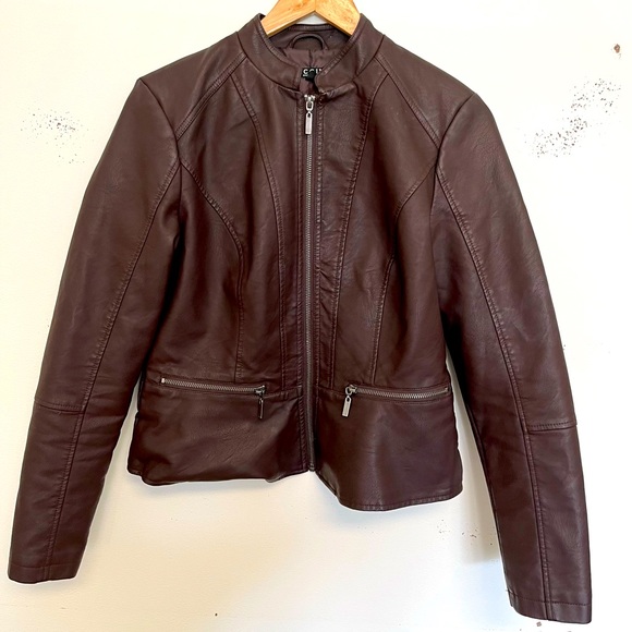 Baccini | Jackets & Coats | Baccini Faux Leather Jacket Brown | Poshmark